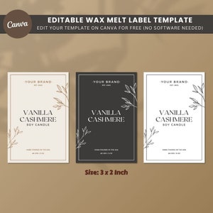 Modern Wax Melt Label Template, Editable Label DIY Minimal Wax Tart ...