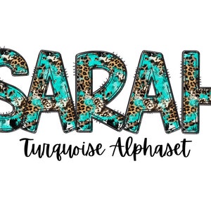 Turquoise Print Alphabet Letters Bundle, Leopard Print, Bleach Western ...