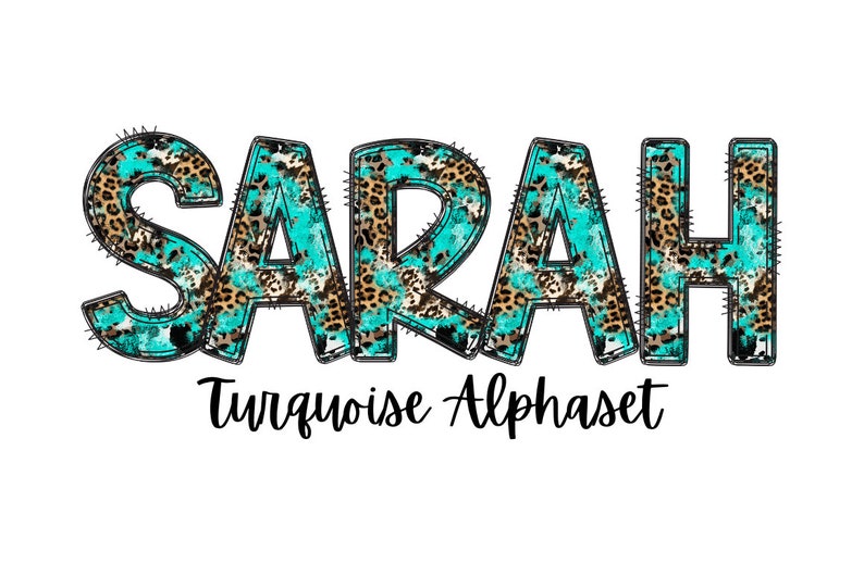 Turquoise Print Alphabet Letters Bundle, Leopard Print, Bleach Western ...