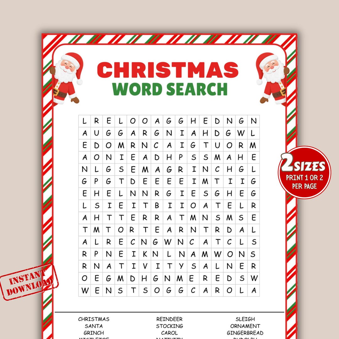 Giant Christmas Word Search, Giant Word Search, Giant Word Find ...