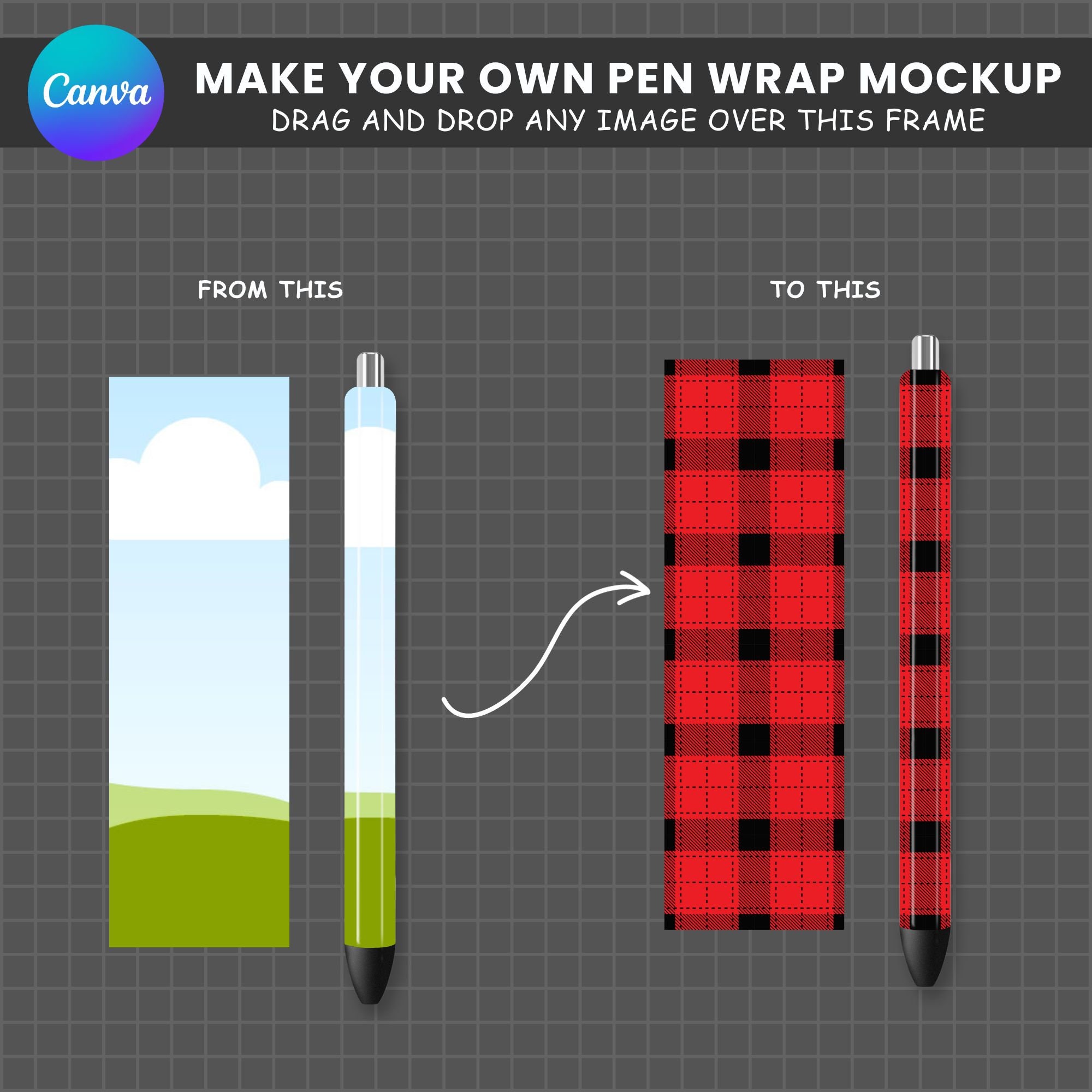 Pen Wrap, Pen Mockup Make Your Own Design Pen Wrap Easy Drag and Drop 1 ...