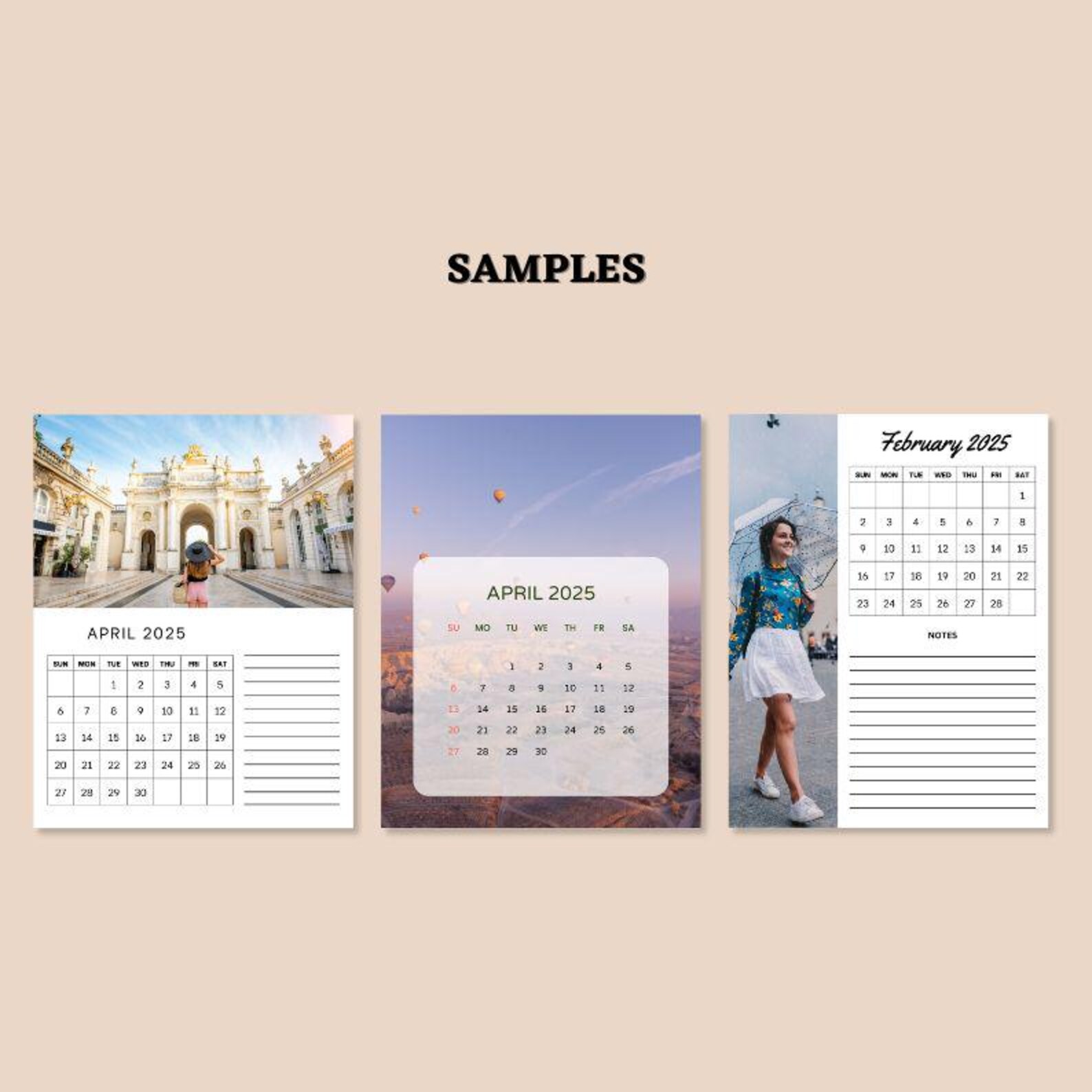 Editable 2025 Calendar Templates, Bundle, Canva Calendar, Photo ...