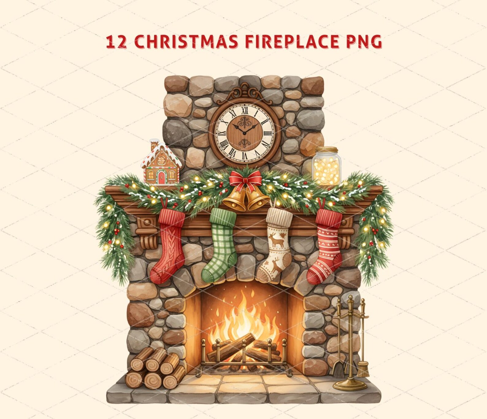 Xmas Fireplace PNG | Fireplace Stockings | Kids Christmas PNG | Xmas ...