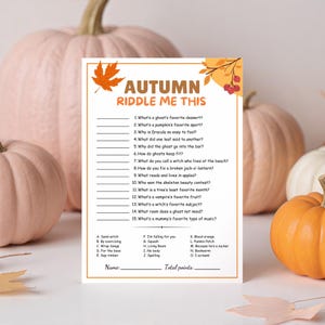 Fall Autumn Riddles Trivia, Autumn Party Game, Autumn Game for Adults ...