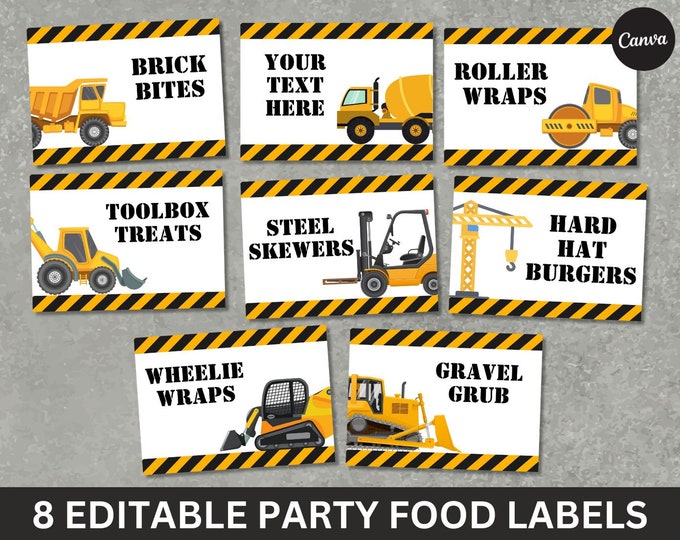 Construction Blank Food Tent Cards Labels- Blank Place Cards ...