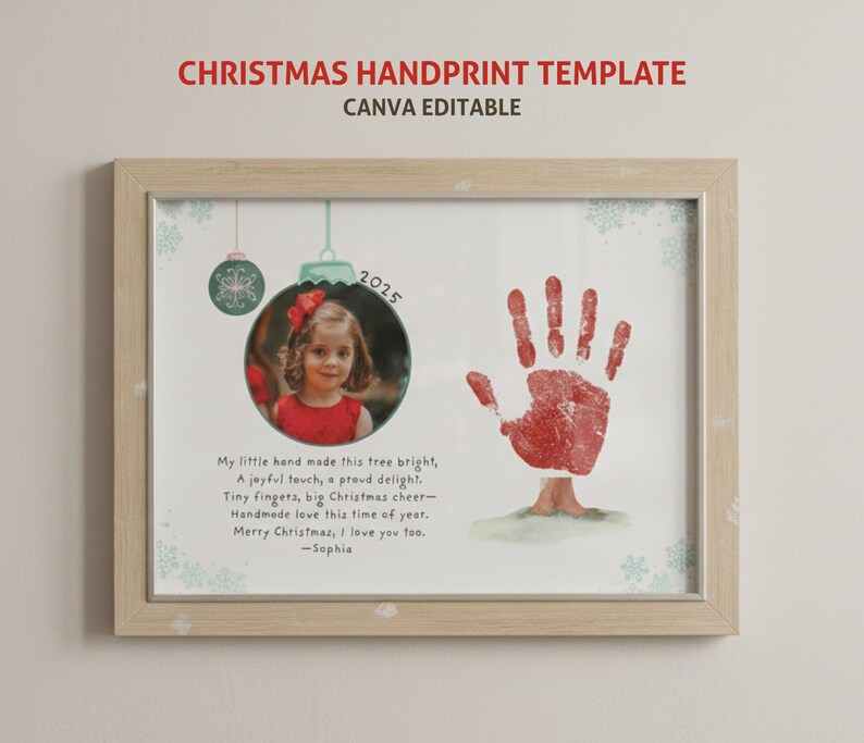 Christmas Handprint Craft Poem Template, Kids Handprint Art With Photo ...