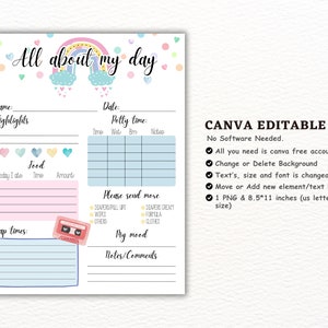 Boho Daycare Report Mail, Daycare Printable, Day Care Report, Daily Log ...