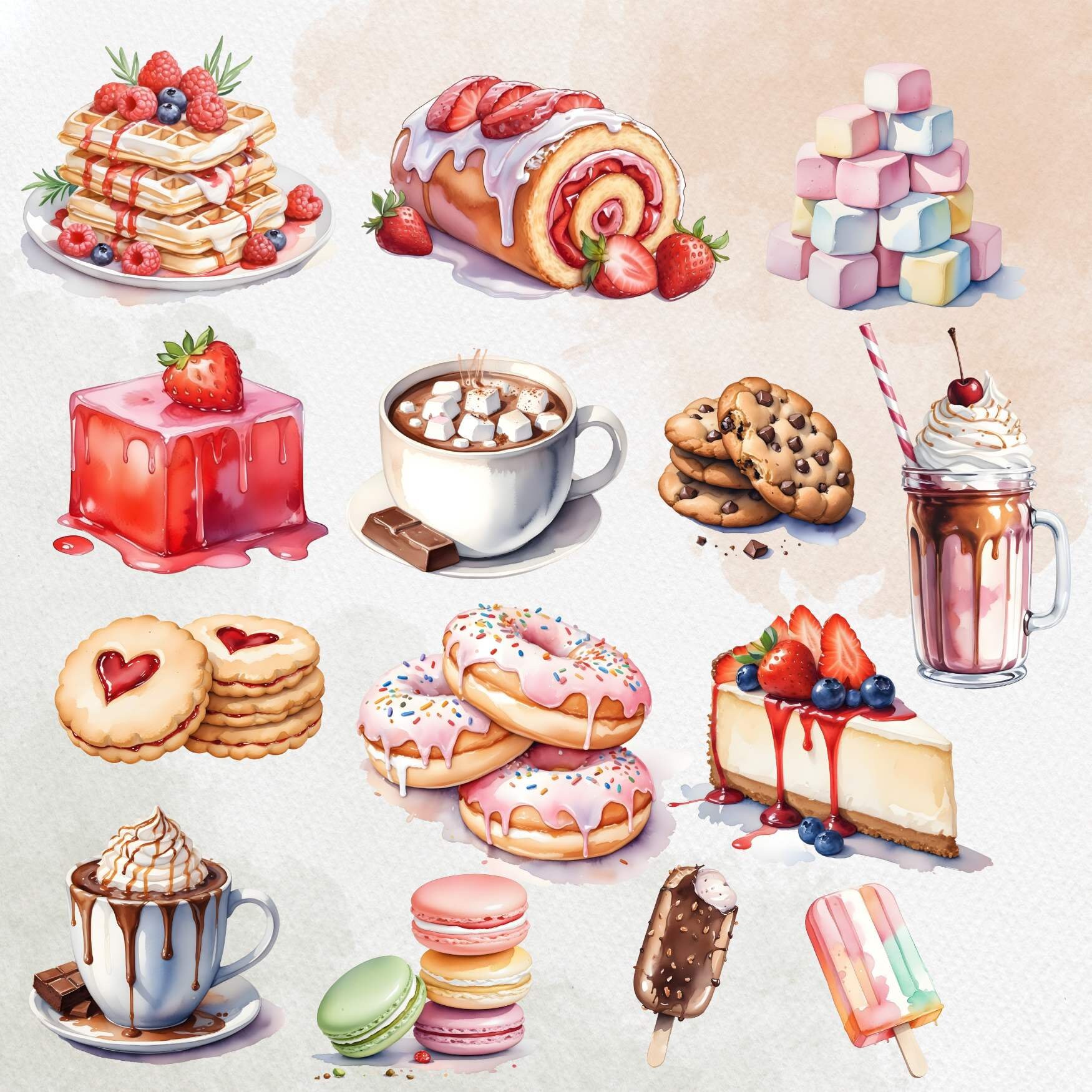 Watercolor Deserts Clipart | Candy Clipart | Watercolor Deserts ...