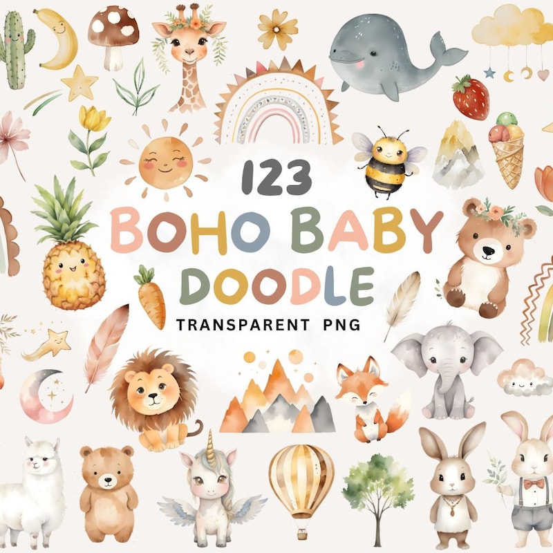 Boho Baby Simple Clipart - Etsy