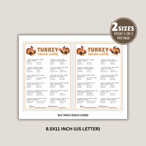 Turkey Trivia Game, Thanksgiving Party Game, Fall Trivia Game, Fall ...