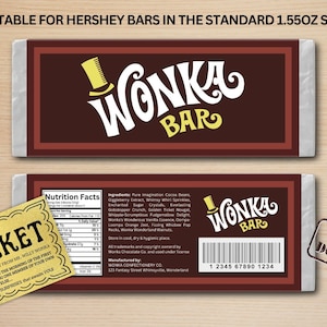 Wonka Chocolate Bar Wrapper Printable Template Willy Wonka Birthday ...