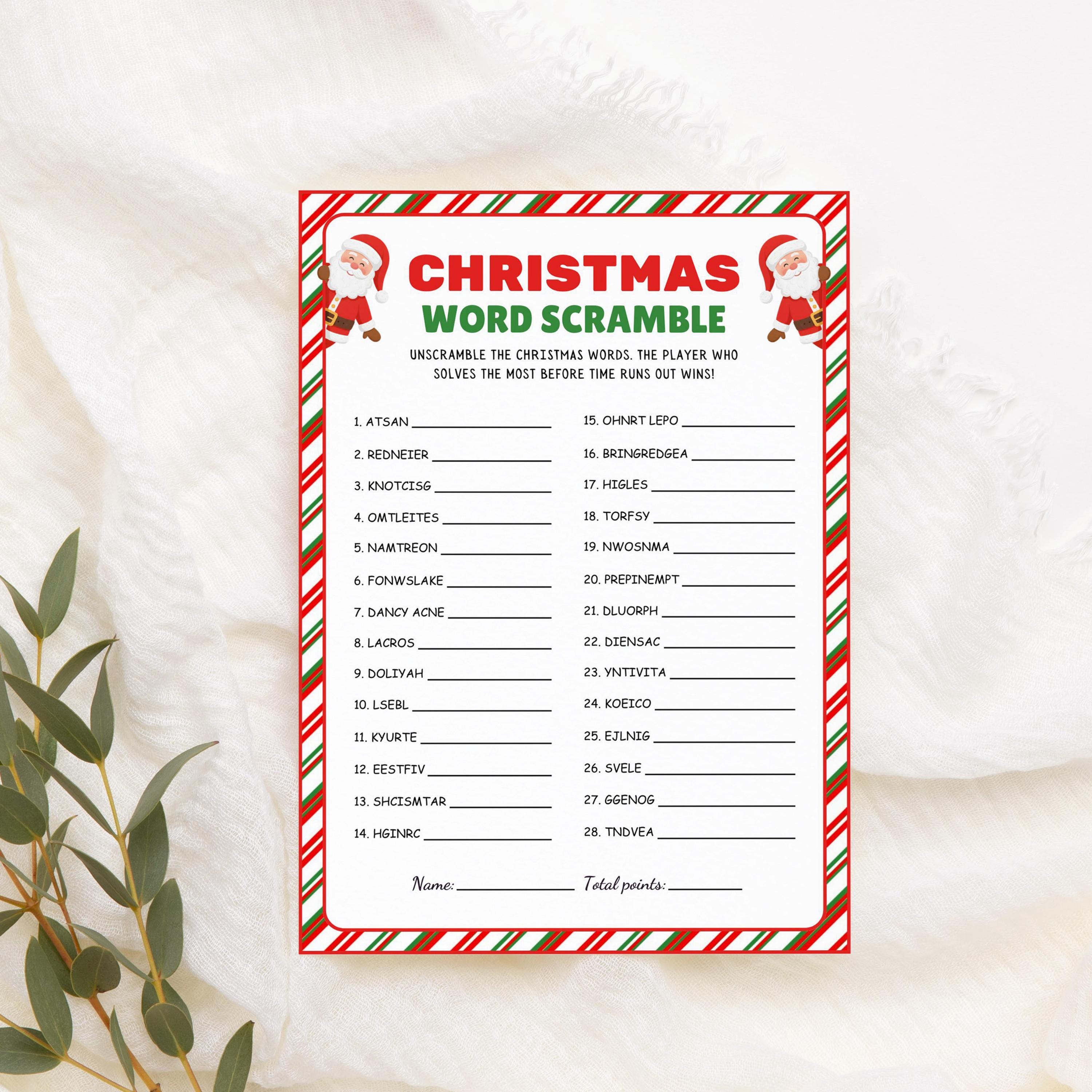 Christmas Word Scramble Game, Holiday Word Game, Word Games for Kids ...
