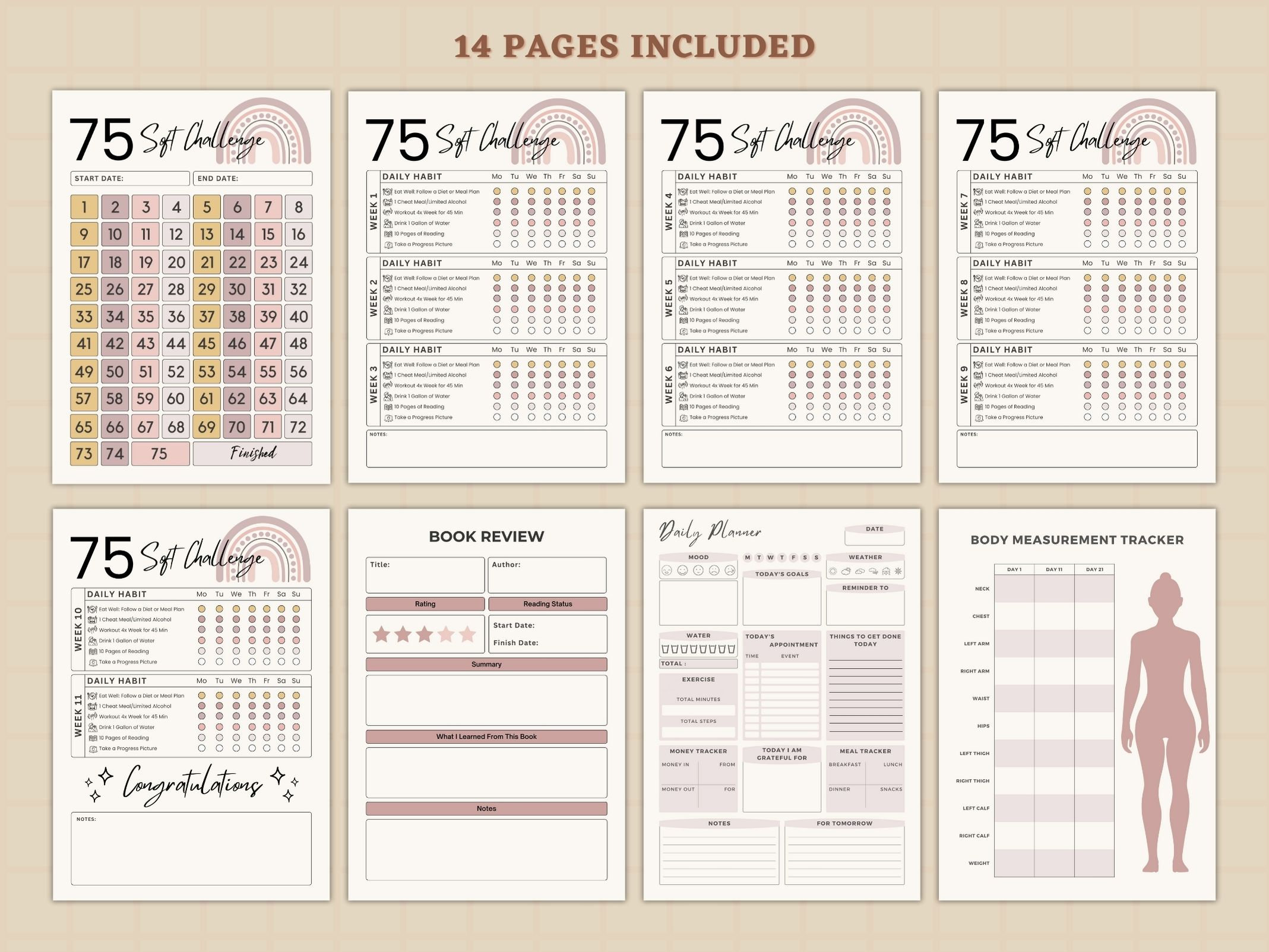 75 Soft Challenge Tracker, Daily 75 Soft Challenge Journal, 75 Soft ...