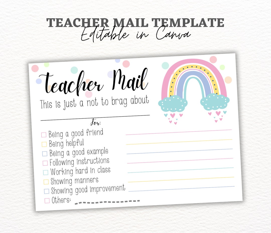 Boho Rainbow Teacher Mail - Note From the Teacher - Teacher Report ...