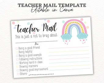 Boho Rainbow Teacher Mail Note From the Teacher Teacher Report Good ...