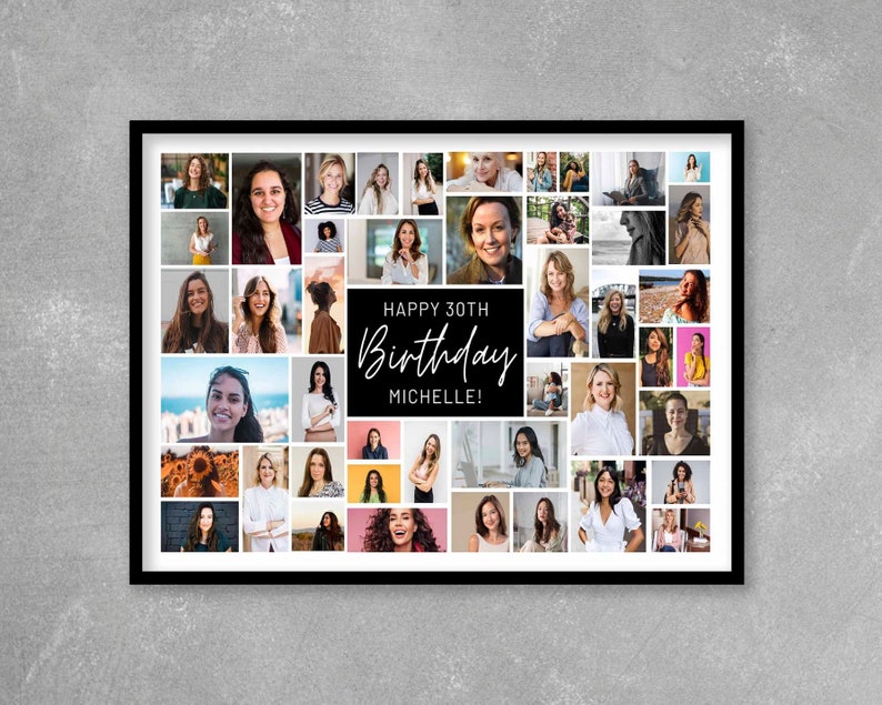 Birthday Photo Collage Template, Photo Gift Collage Template for 45 ...