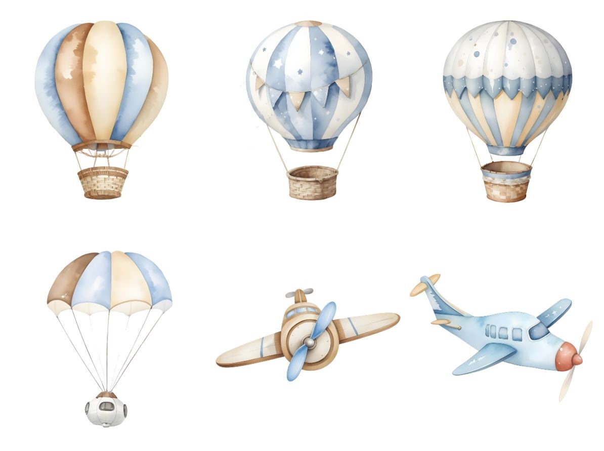 Air Transport Watercolor Clipart | Nursery Decor | Baby Boy Its a Boy ...