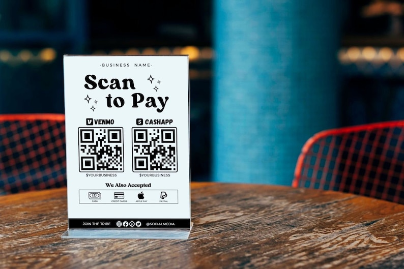 Editable Scan to Pay Sign QR Code Sign Template Canva, Printable ...
