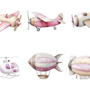 Air Transport Watercolor Clipart | Nursery Decor | Baby Girl Its a Girl ...