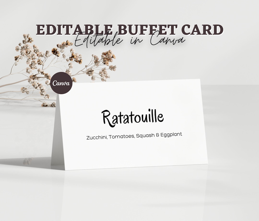 Minimal Editable Food Labels for Buffet, Printable Food Card Template ...