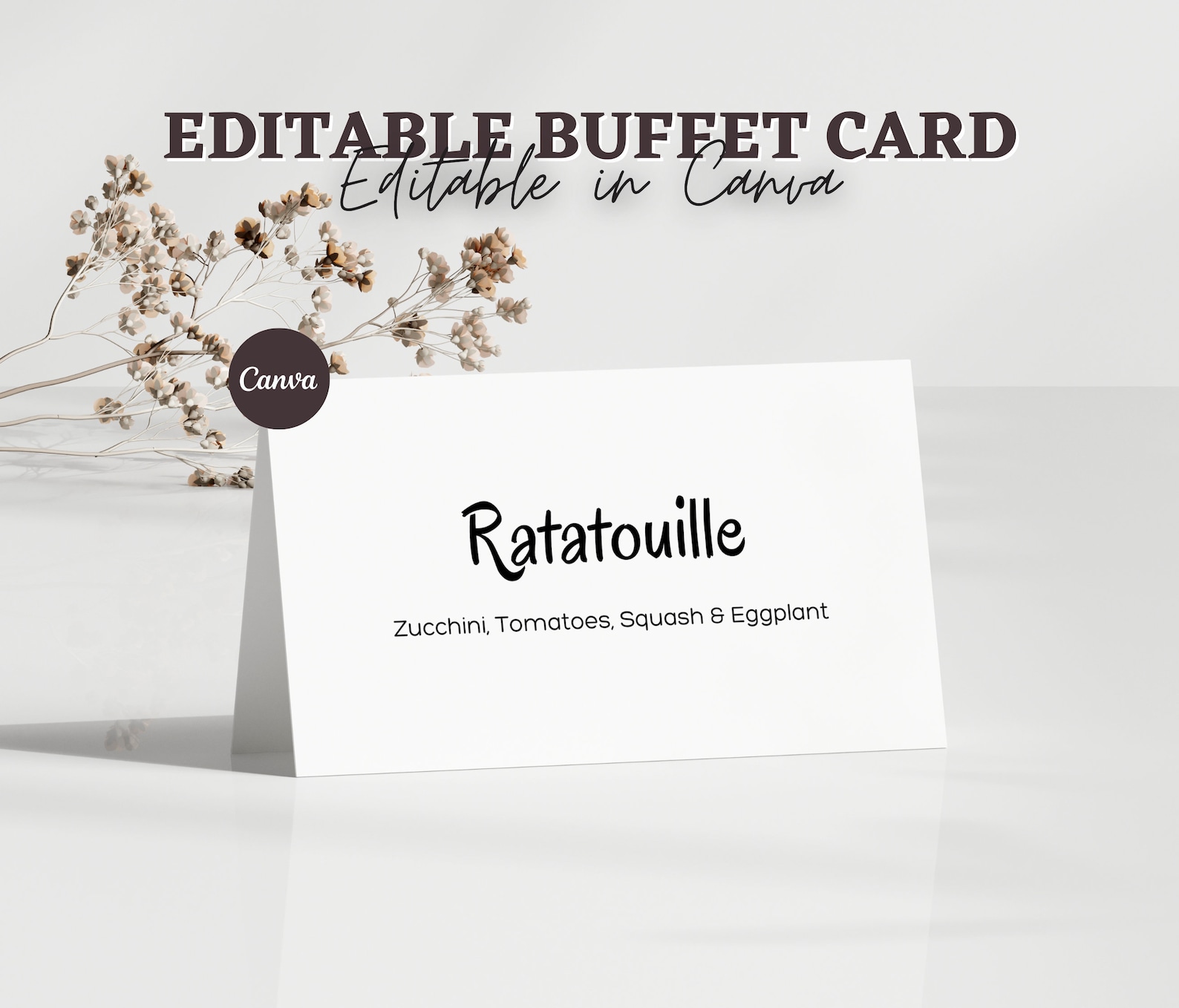 Minimal Editable Food Labels for Buffet, Printable Food Card Template ...