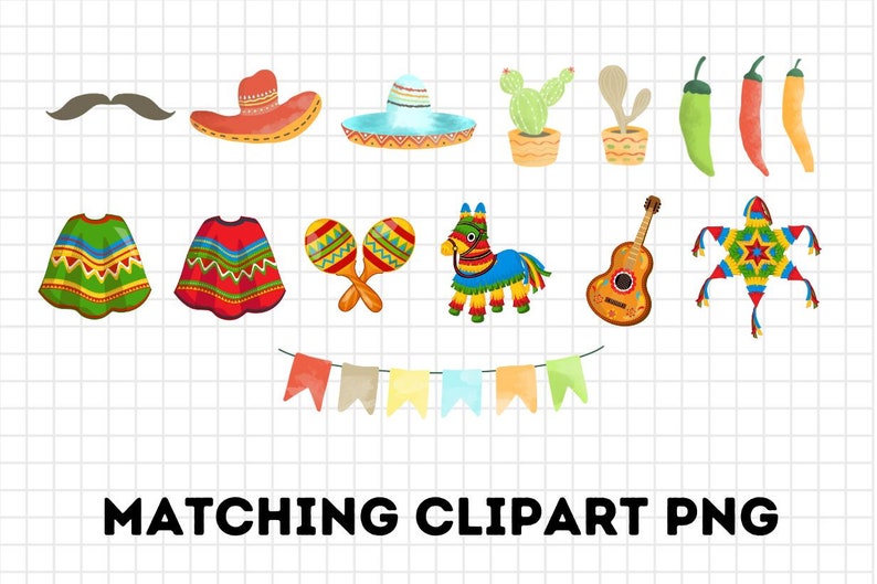 Fiesta Doodle Alphabet Bundle, Fiesta PNG Letters, Numbers ...