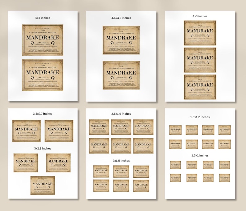 Mandrake Label Template, Realistic Wizard Herbology Sticker Prop ...