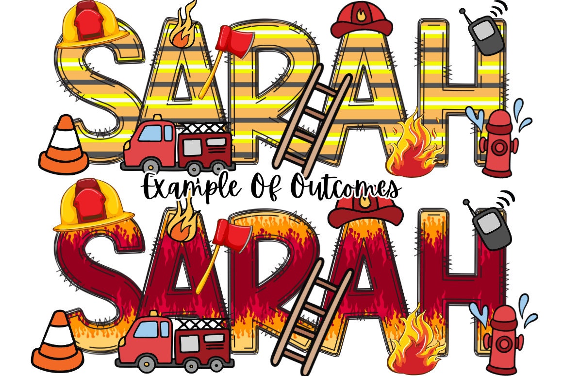 Doodle Letters and Numbers, Firefighter Clip Art, Fire Man Uppercase ...