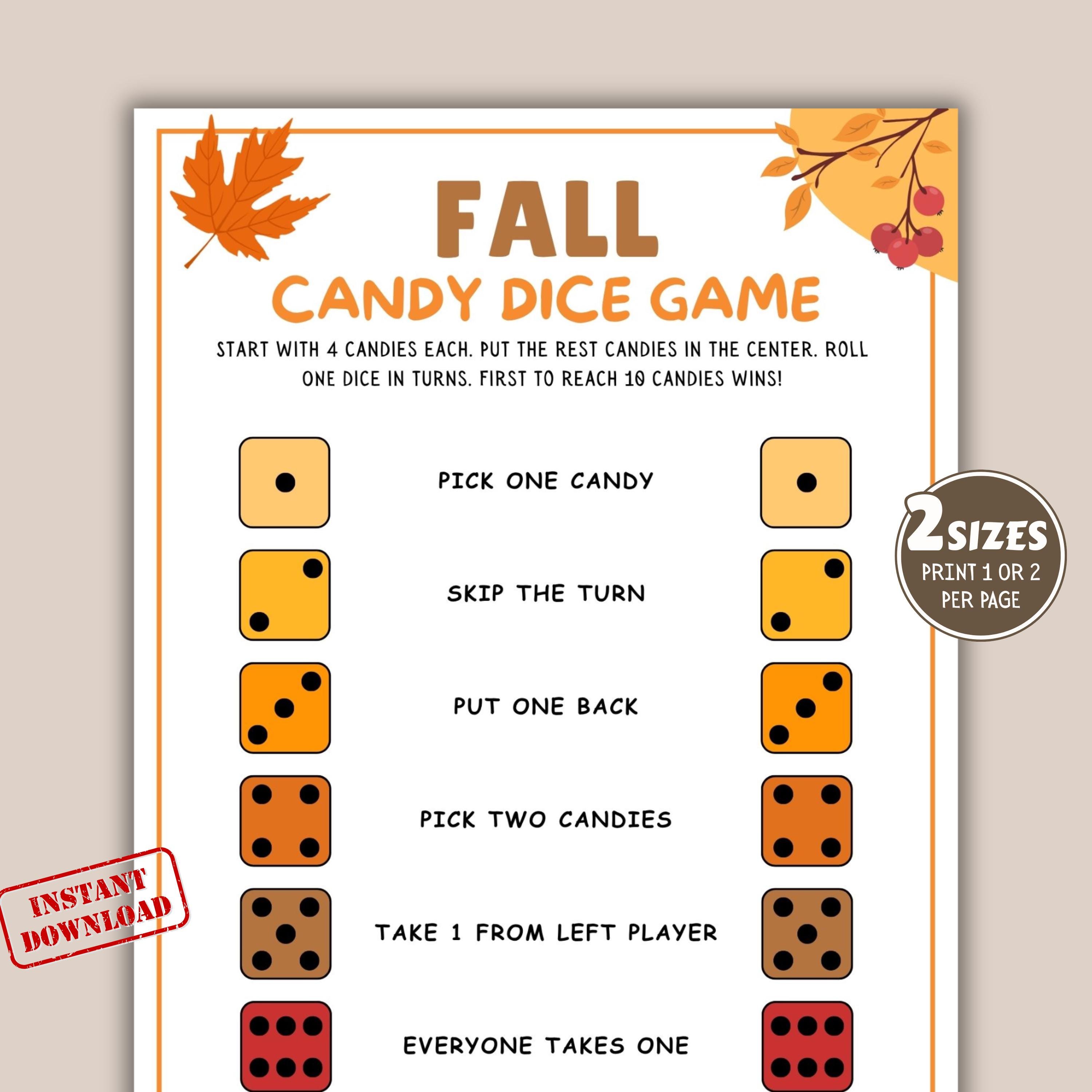 Candy Dice Game, Pass the Candy Dice Game, Group Party Game for All ...