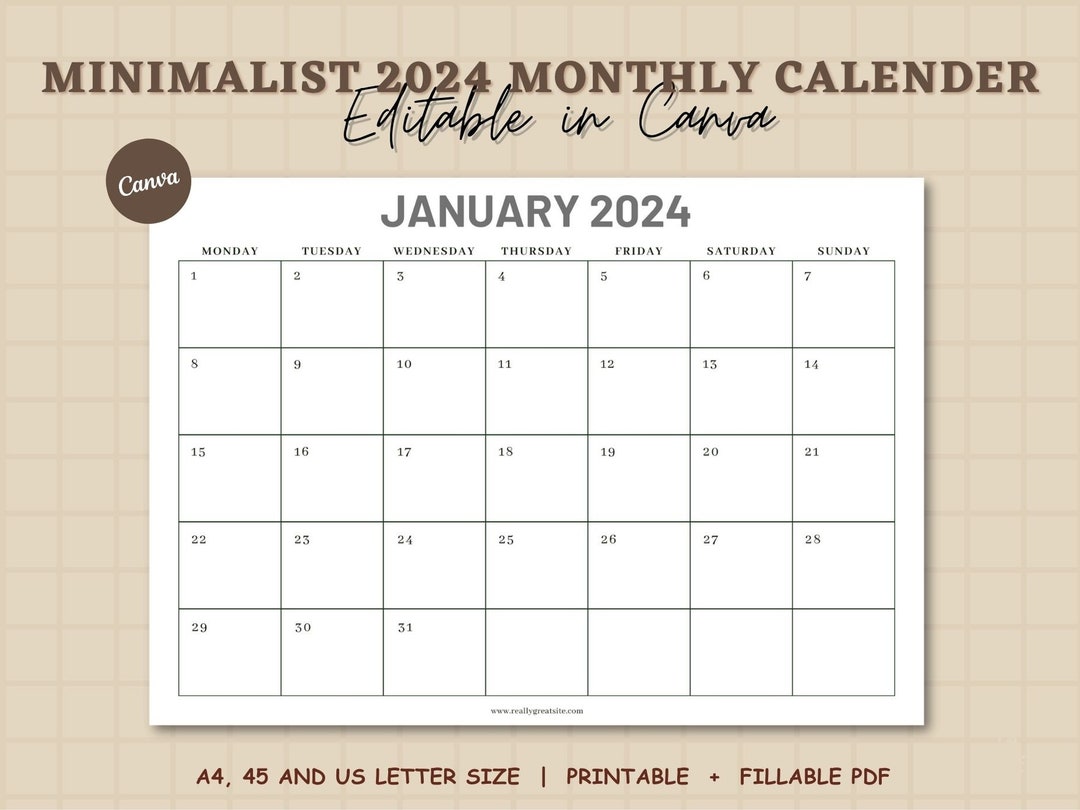 Editable 2024 Monthly Calendar, Back to School, Teacher Calendar, Fill ...