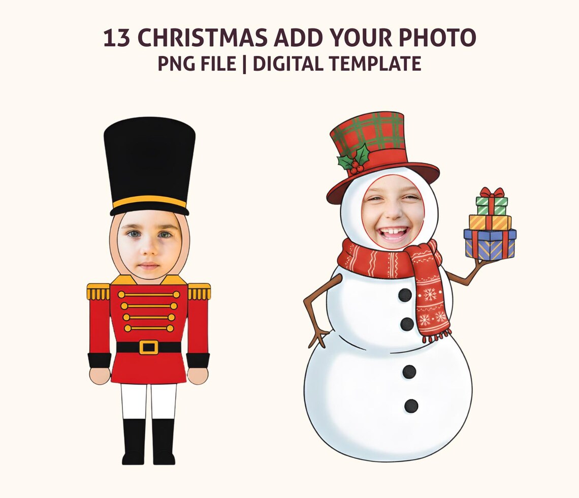Christmas Add Your Own Photo, Xmas PNG Santa Elf Reindeer Snowman ...
