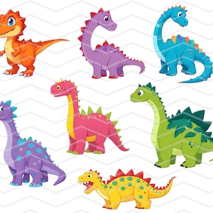 30 Dinosaur Clipart, Cute Dinos Clipart, Scrapbook Printable Commercial ...