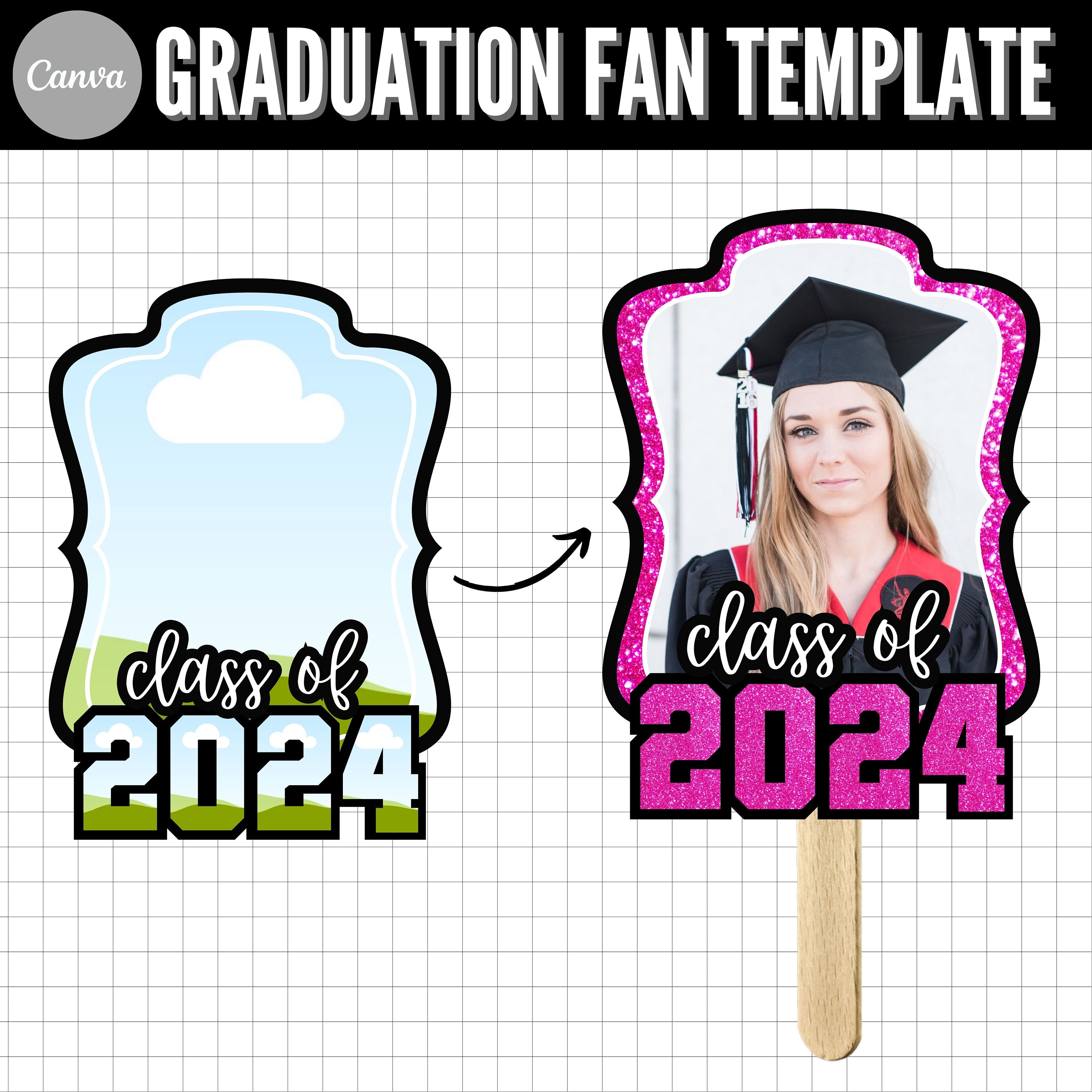 Grad Paddle Fan Template, Custom Grad Fan, Graduation Fan Template ...