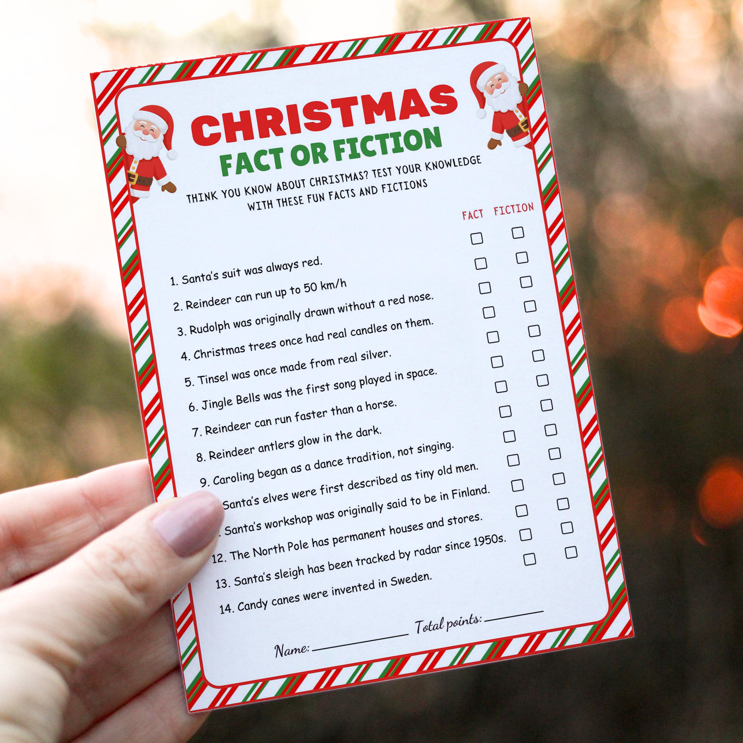 Christmas Fact or Fiction Game, Holiday Party Game, Christmas Gathering ...