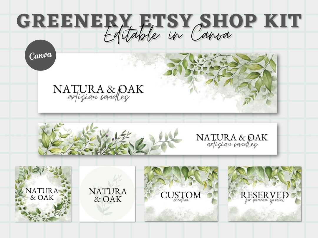 Greenery Etsy Shop Kit, Etsy Banner Template, Etsy Store Branding ...