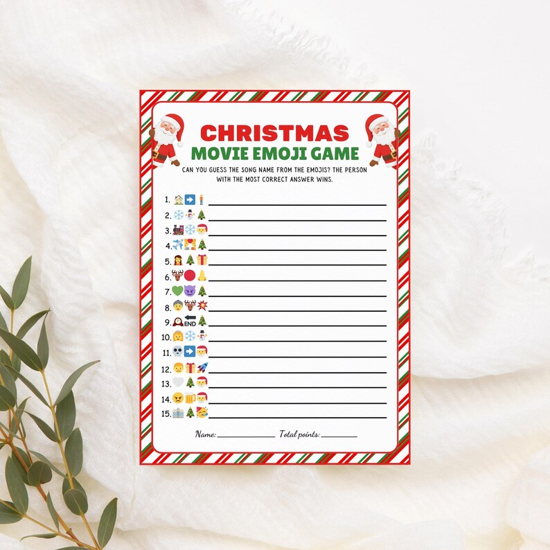 Christmas Movie Emoji Game, Printable Holiday Movie Guess, Pictionary ...