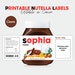 Personalized PRINTABLE NUTELLA Jar Label Digital File, Printable ...