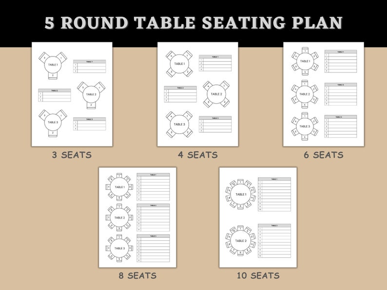 Printable Wedding Table Seating Chart Template, Event Table Seating ...
