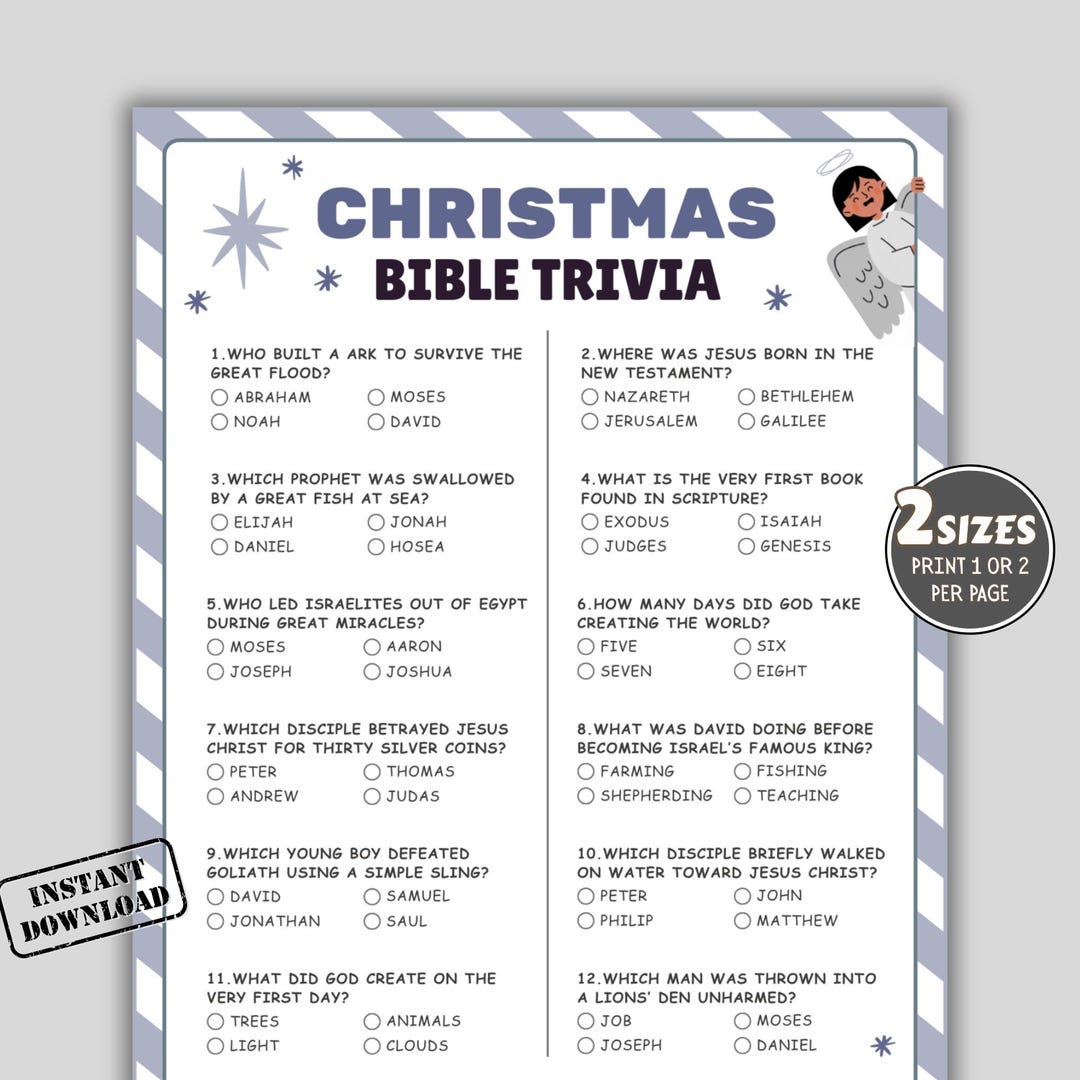 Christmas Bible Trivia, Christmas Nativity Game, Holiday Party Game ...