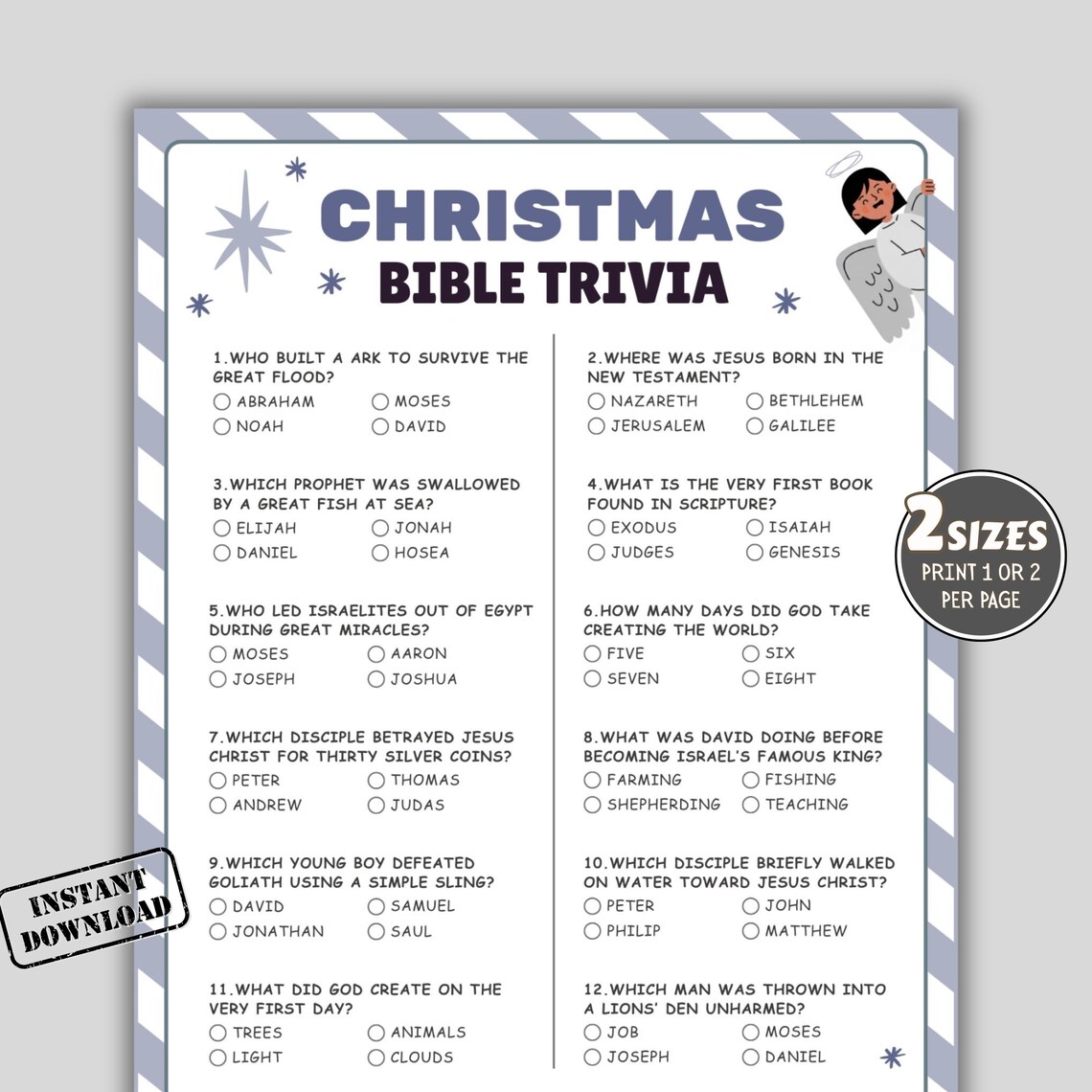 Christmas Bible Trivia, Christmas Nativity Game, Holiday Party Game ...
