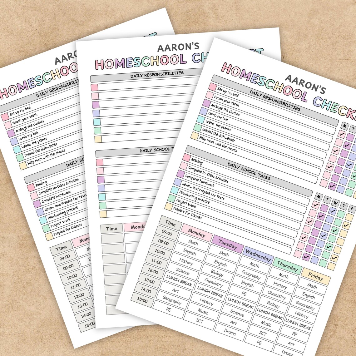 Editable Homeschool Checklist, Homeschool Planner, Daily Schedule for ...