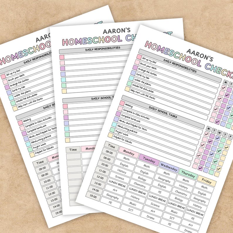 Editable Homeschool Checklist, Homeschool Planner, Daily Schedule for ...