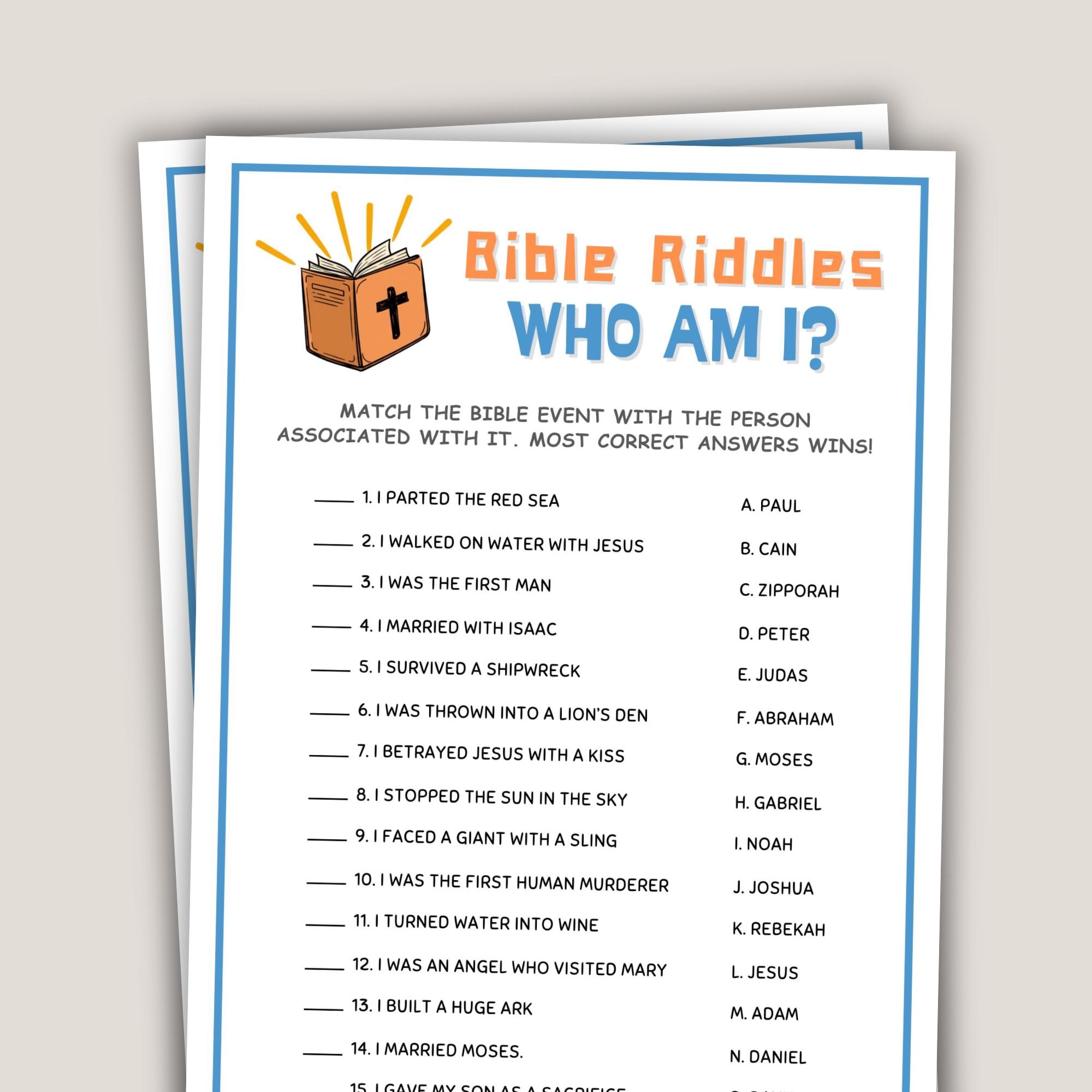 Bible Games, Jesus Riddles, Who Am I, Bible Party Games, Sunday School ...