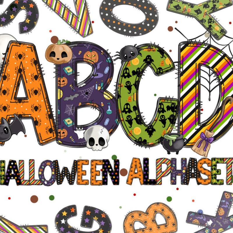Halloween Doodle Alphabet - Etsy