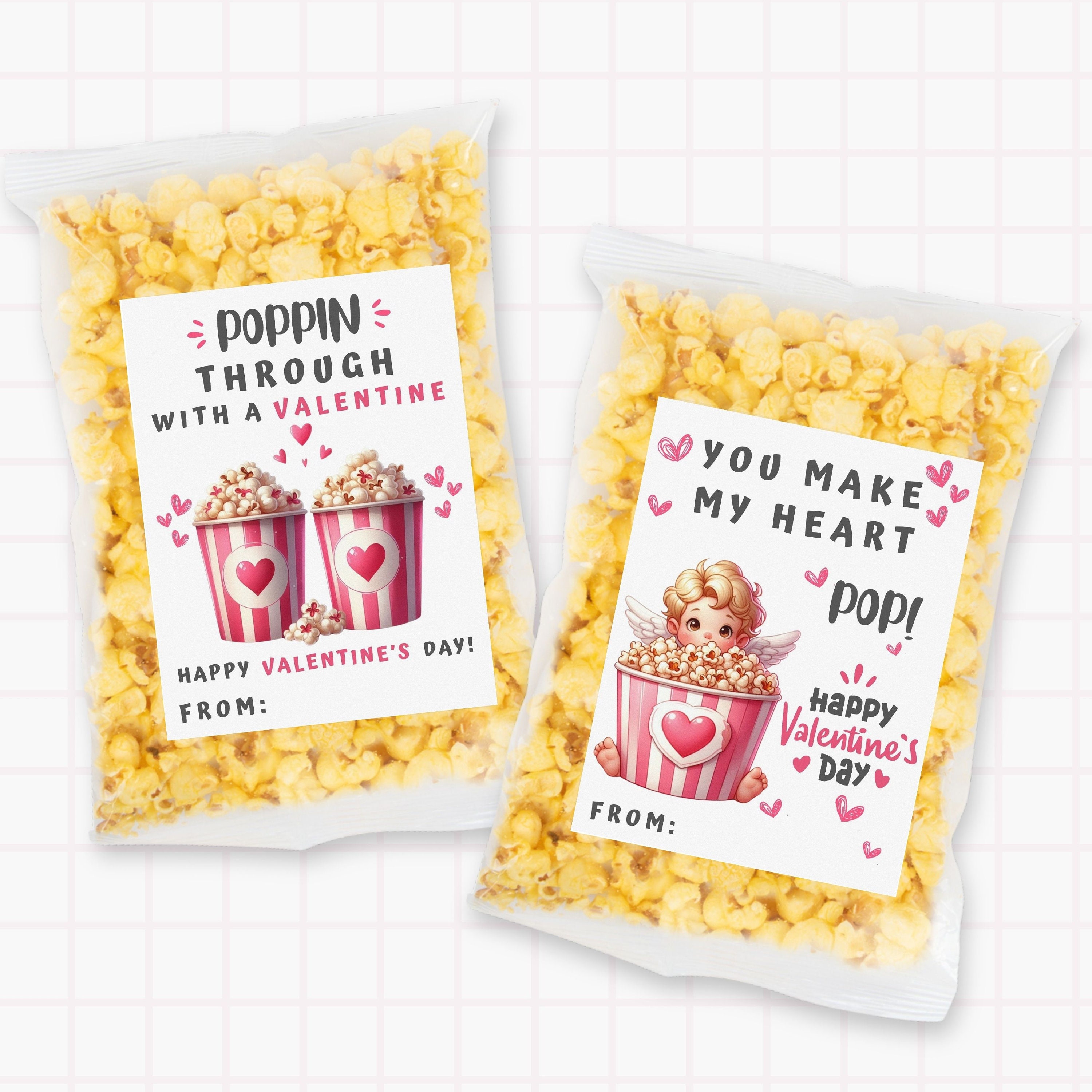 Popcorn Valentine Cards for Kids, Kids Valentine Cards, Popcorn ...