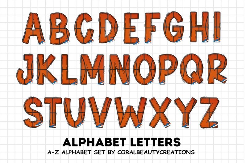 Basketball Alphabet Letters PNG Bundle, Basketball Sports Lover Hand ...
