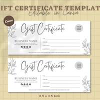 Blank Gift Certificates - Simple Black and White - Etsy