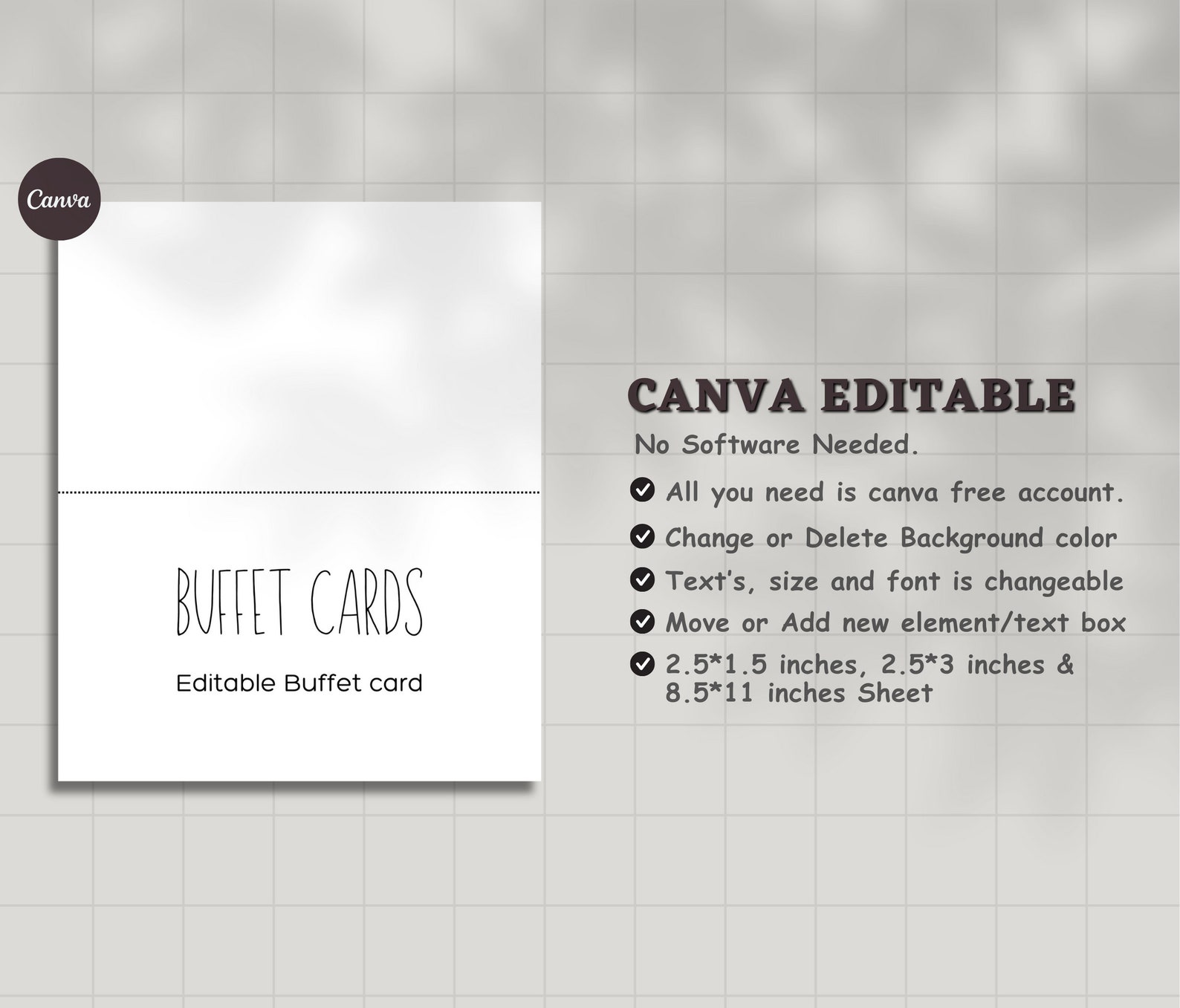 Minimalist Buffet Card Template, Food Label, Modern Wedding Buffet ...