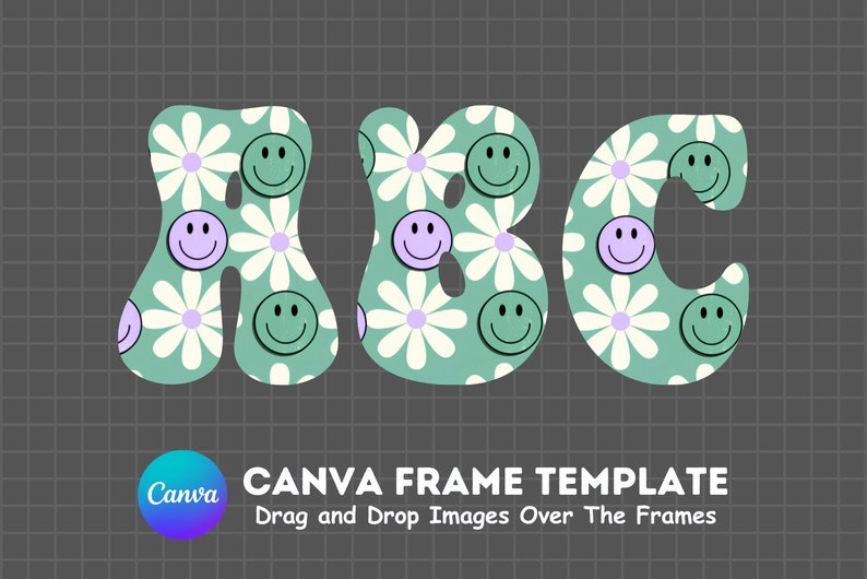 Canva Letters Frames Feat. Retro Groovy Font, Uppercase, Lowercase and ...