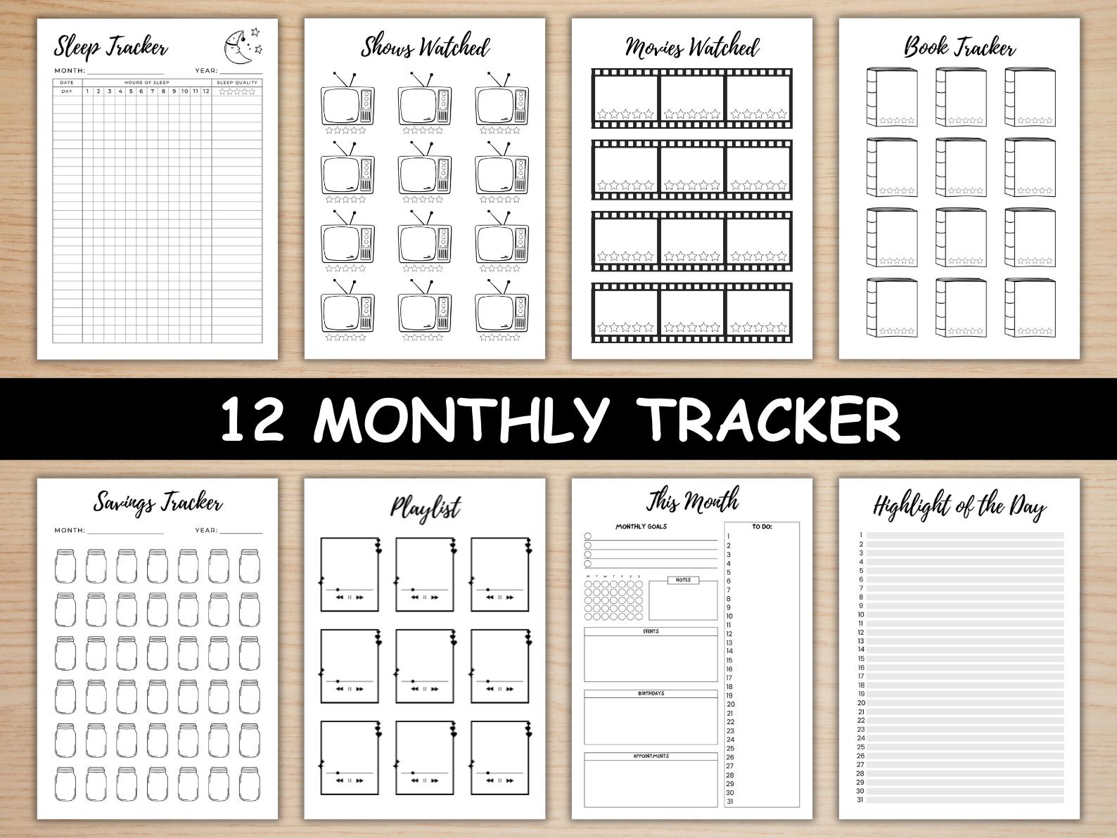 Monthly Trackers Bundle, Step Tracker, Highlight of the Day, PRINTABLE ...